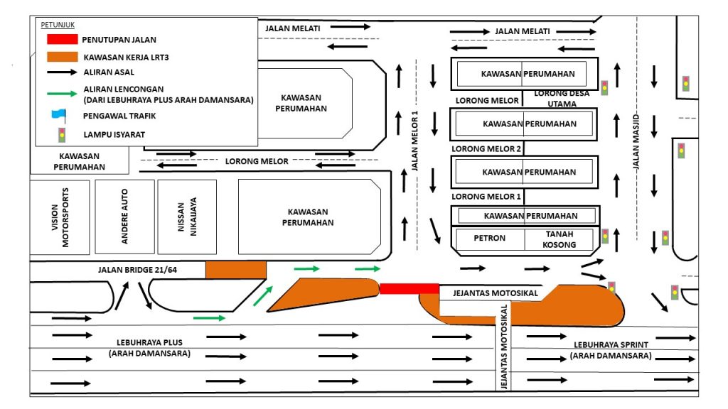 Penutupan Jalan dan Lencongan Trafik di Jalan Bridge 21/64, Kampung ...
