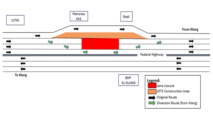 Lane Closures and Traffic Diversion on Federal Highway, opposite ...